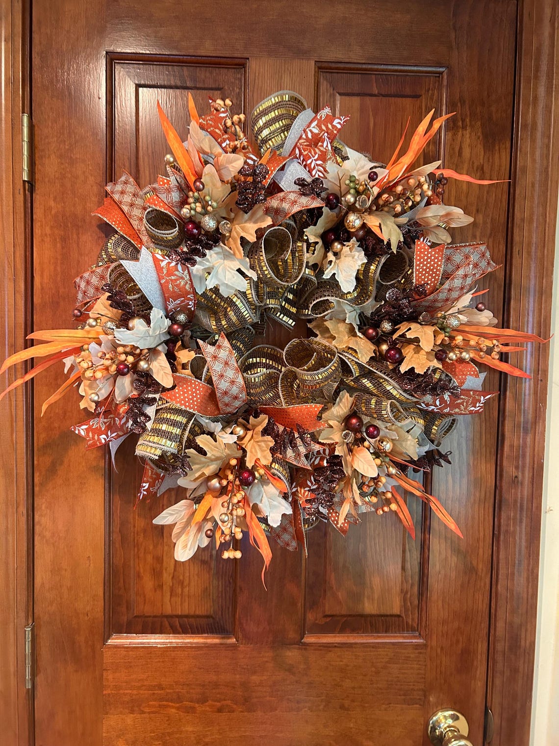 Rustic Fall Harvest Wreath - Handcrafted Autumn Door Decor With Leaves ...
