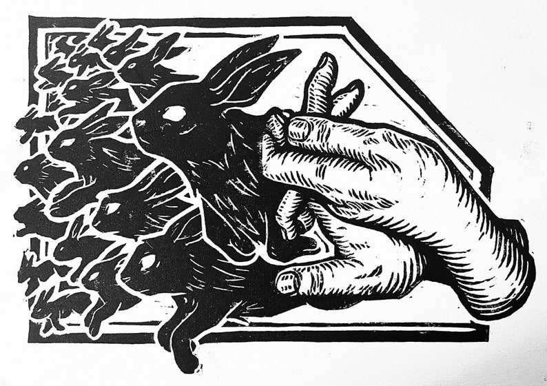 Jujutsu Kaisen Rabbit Escape Shikigami Linocut A5 Print - Etsy