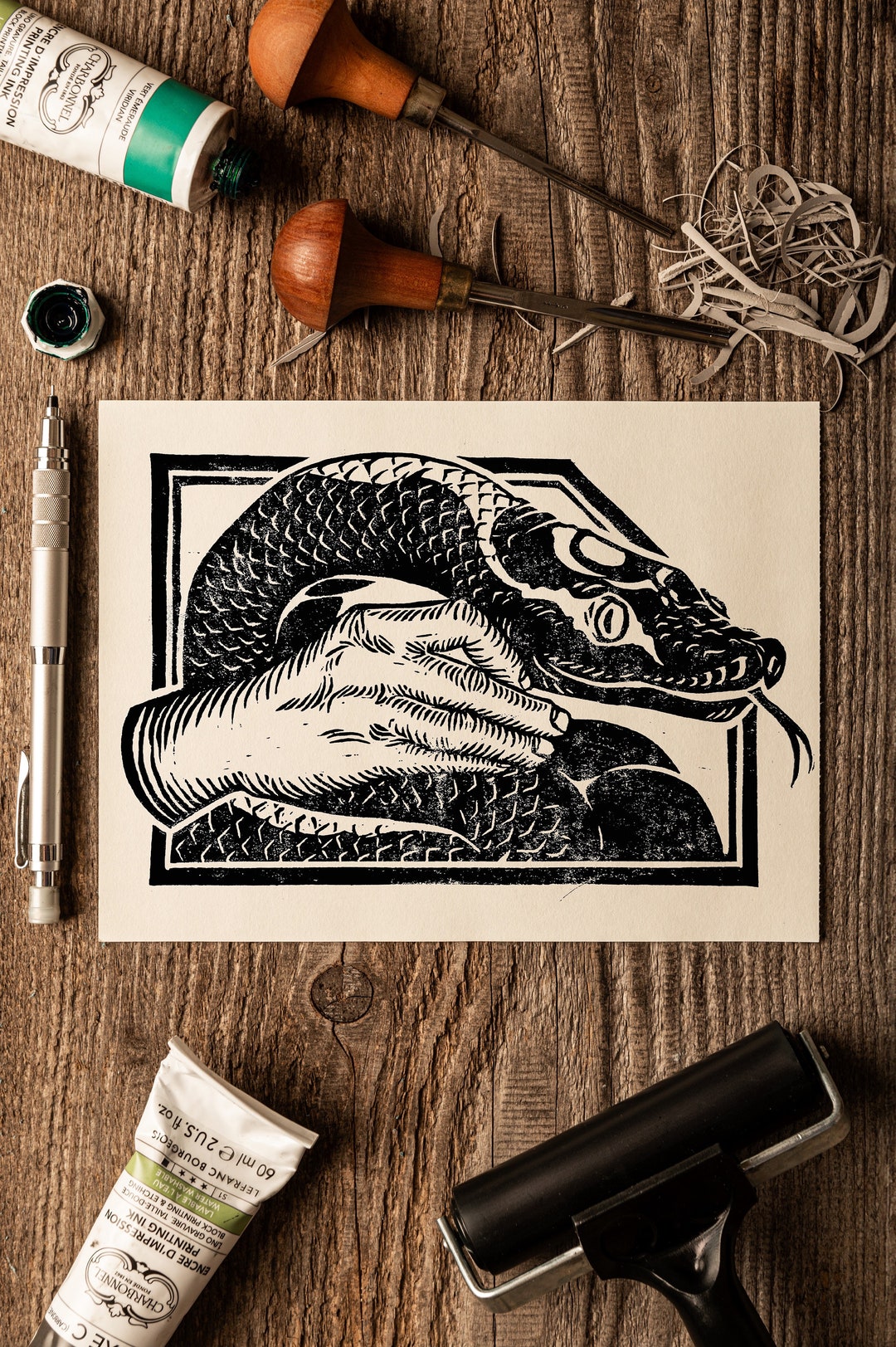 Jujutsu Kaisen Great Serpent Shikigami - Linocut A5 Print - Etsy