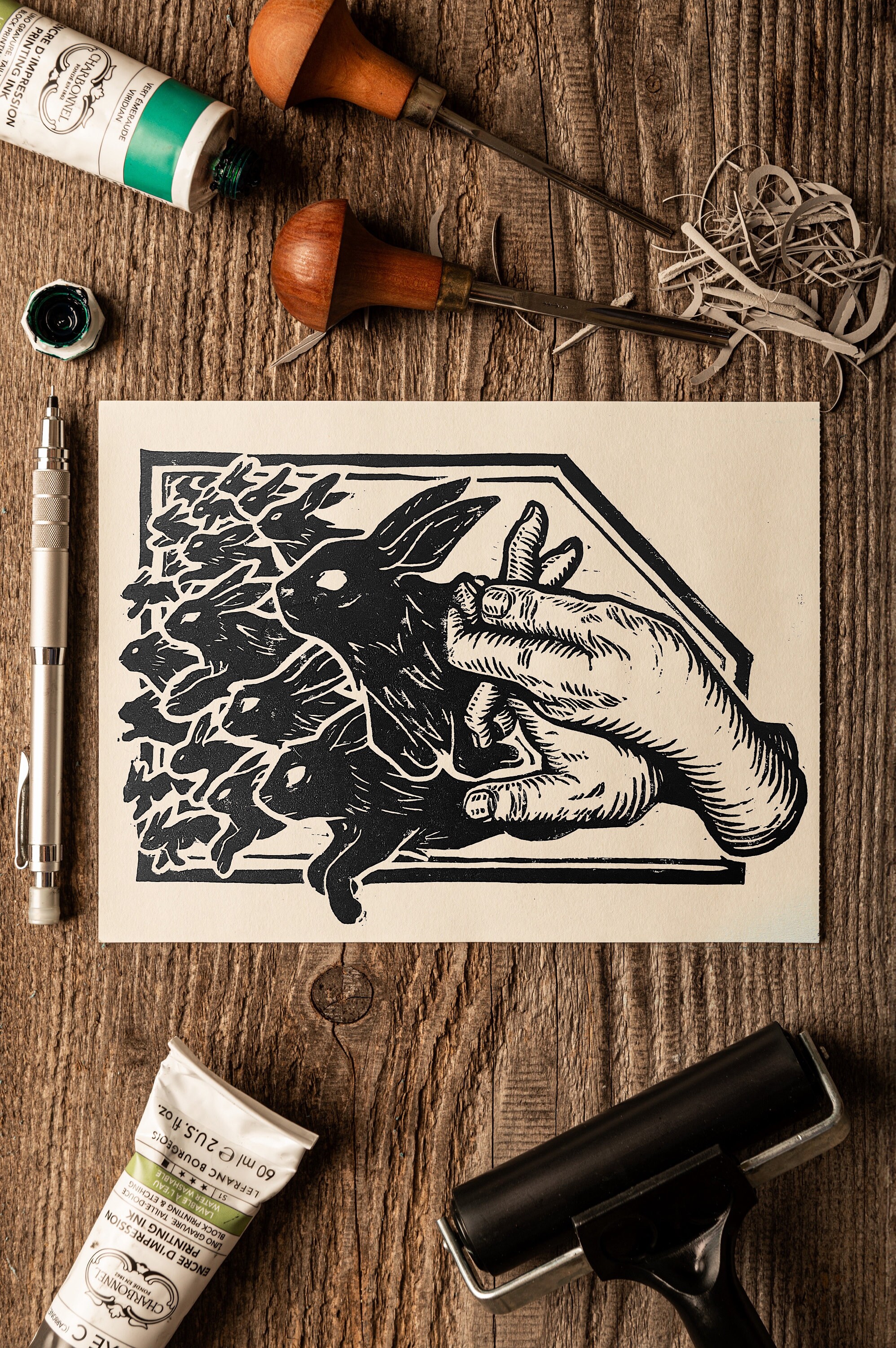 Jujutsu Kaisen Rabbit Escape Shikigami - Linocut A5 Print - Etsy