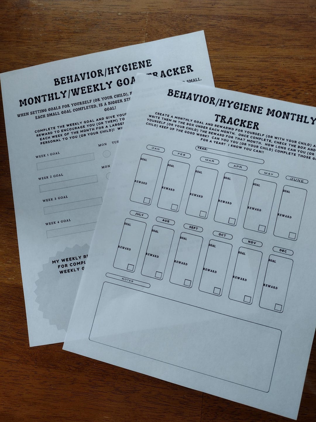 Behavior/hygiene Monthly and Weekly Tracker - Etsy