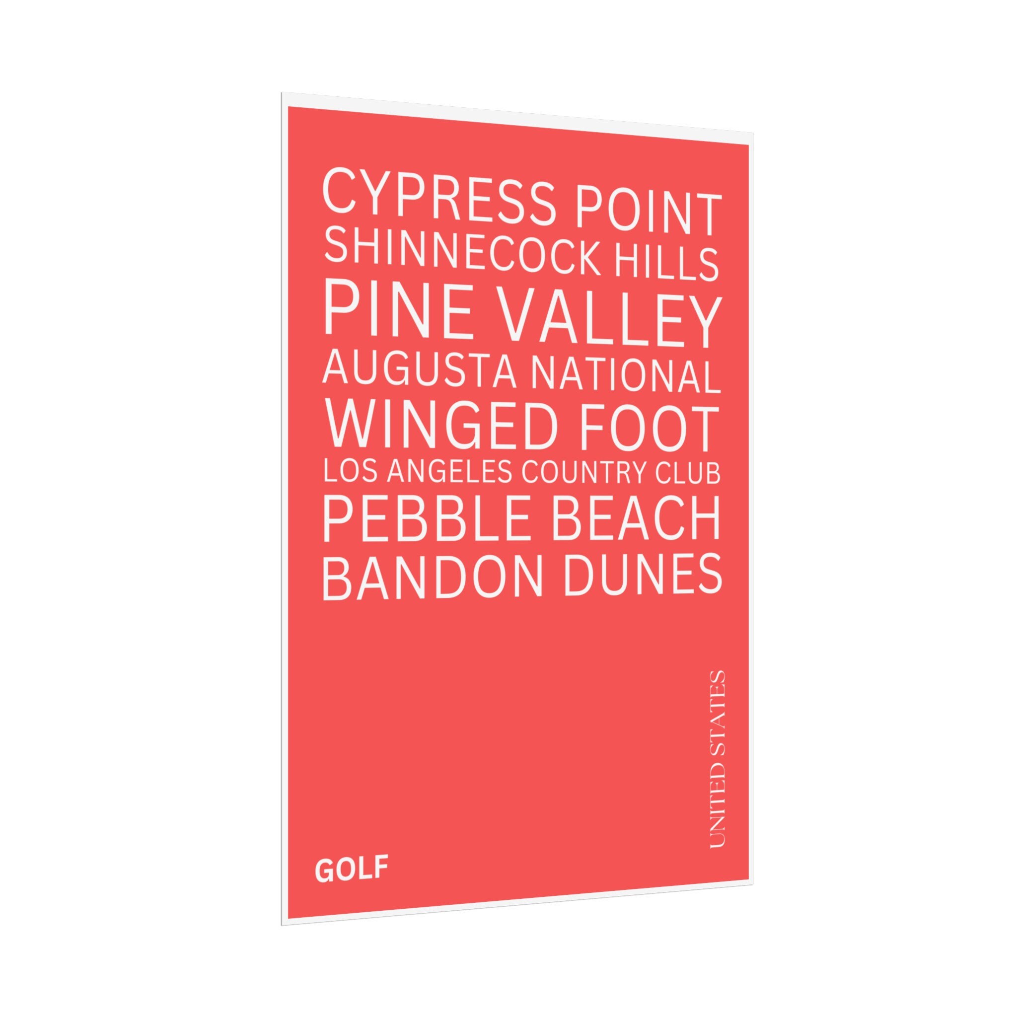 US Golf Course Poster Minimalist Art Print of Famous American Golf ...