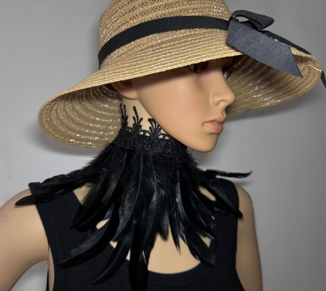 Black Feather Collar Feather Neck Collar Gothic Feather Necklace ...
