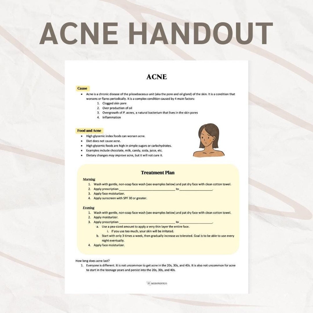 Acne Treatment Patient Handout - Etsy