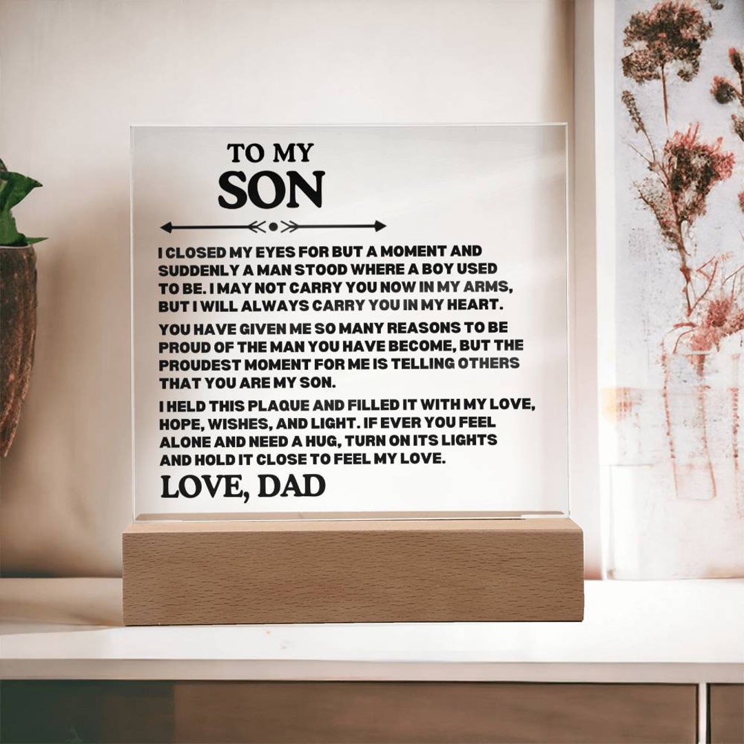 Father to Son LED Acrylic Plaque - Birthday Graduation Sentimental ...