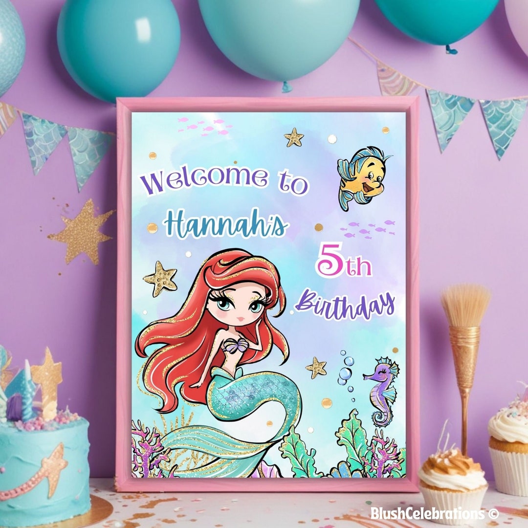 Editable Mermaid Party Welcome Sign Little Mermaid Welcome Sign ...