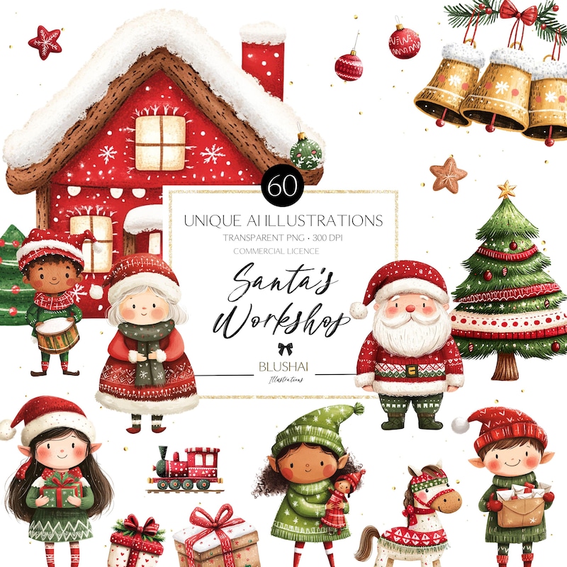 Santas Workshop Clipart - Etsy