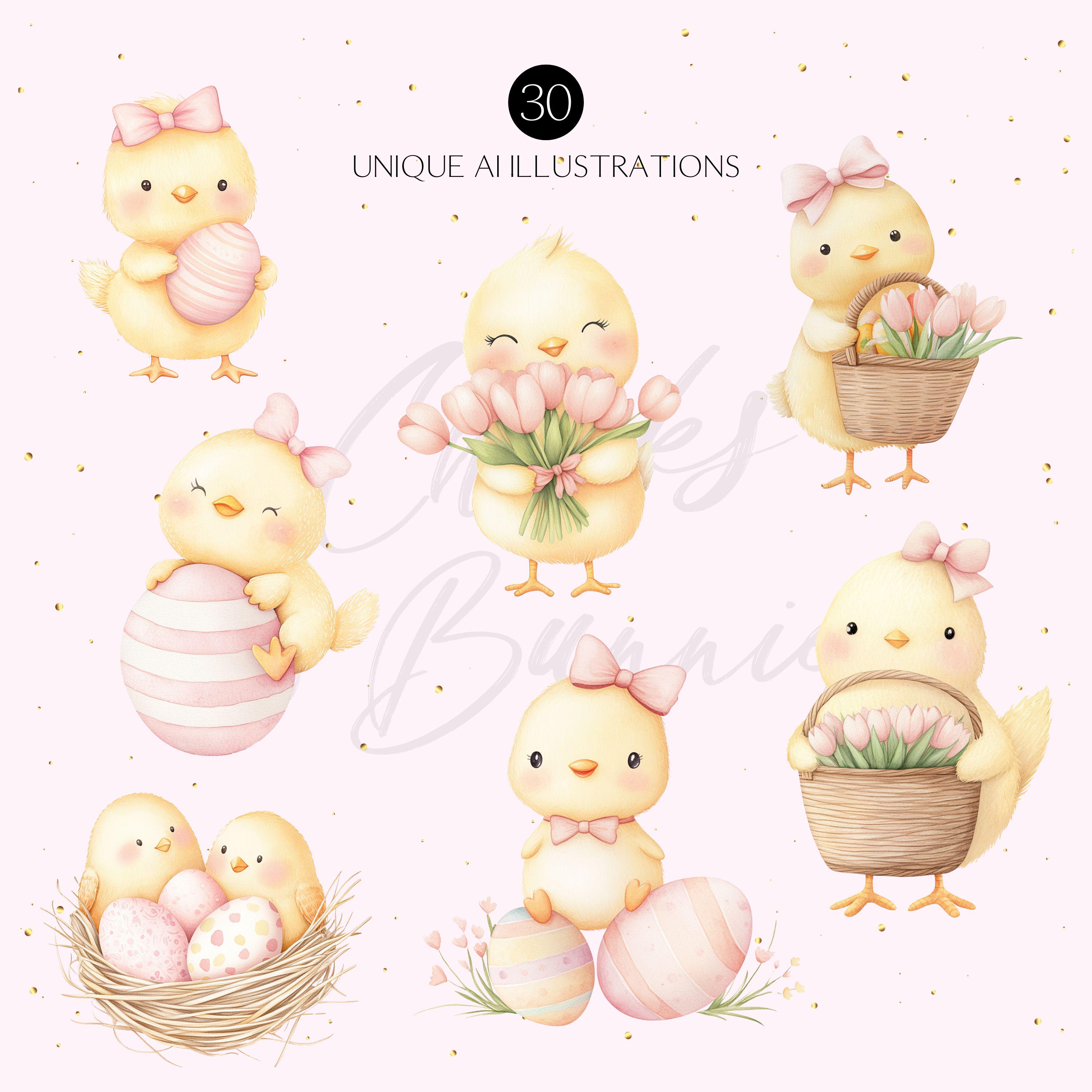 Cute Easter Bunny and Chick Clipart Set, Easter Clipart, Bunny Clipart ...