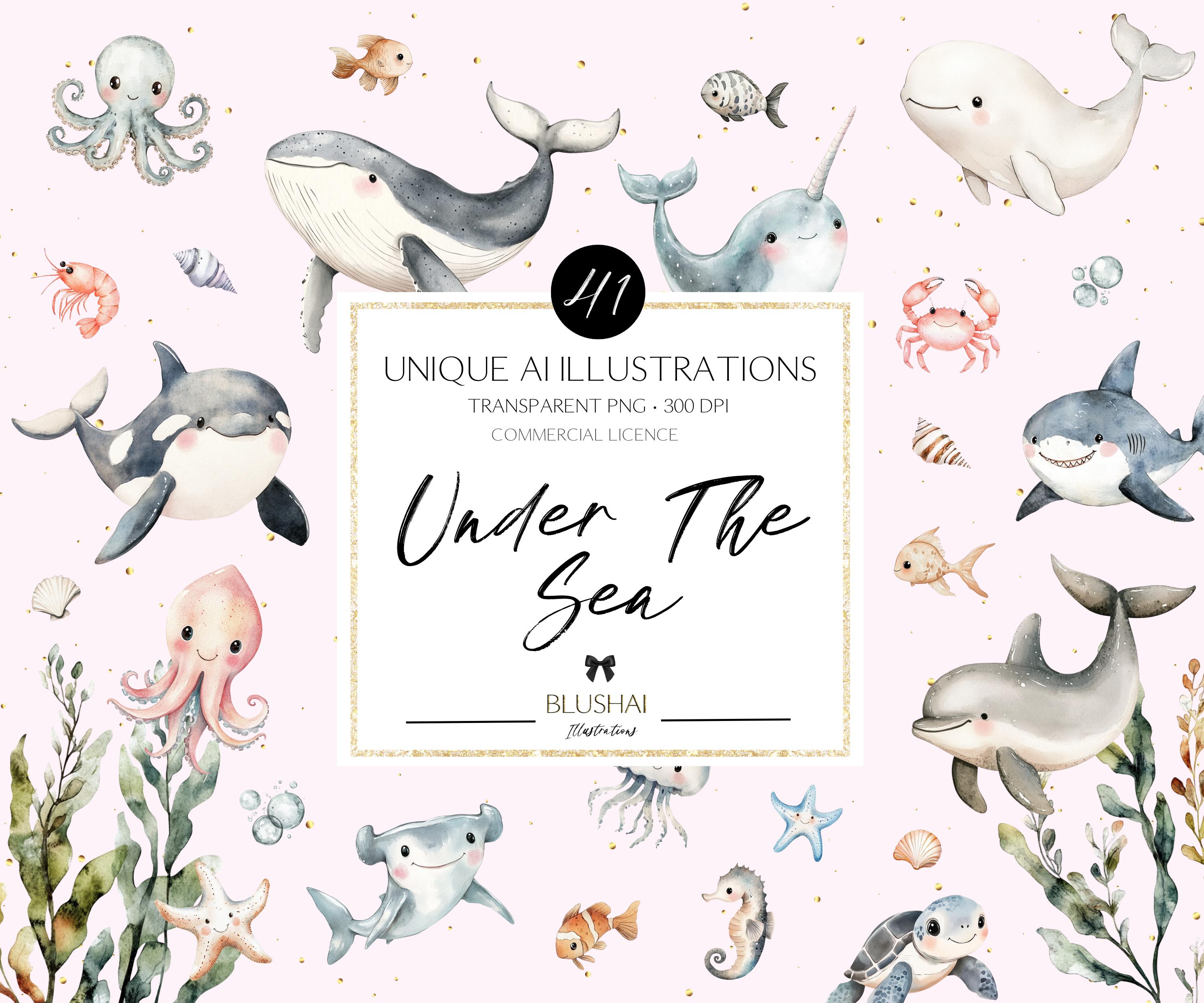 Watercolor Under the Sea Clipart Set | Sea Animals | Boys Nursery ...