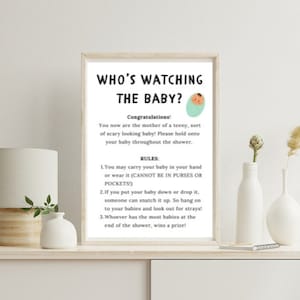 Who's Watching the Baby? | Baby Shower Game | Baby Game Instructions - Etsy