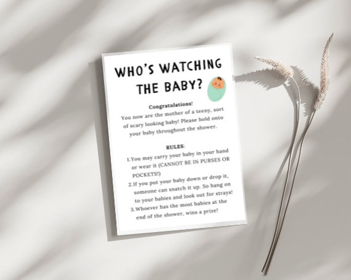 Who's Watching the Baby? | Baby Shower Game | Baby Game Instructions - Etsy