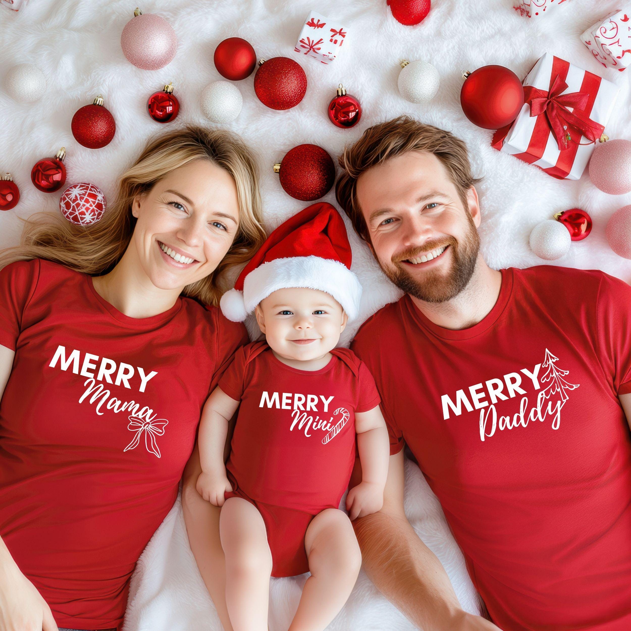 Merry Mama Dada Mini Christmas Shirts and Onesies, Matching Family ...