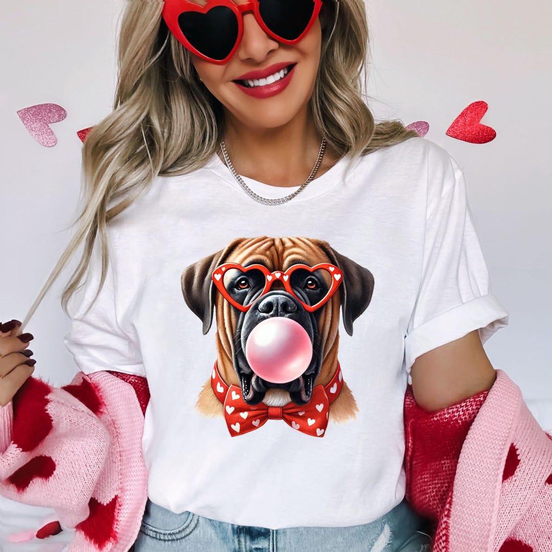 Valentine Digital Download - Watercolor English Mastiff PNG - Heart ...