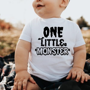 Halloween 1st Birthday Shirts, ONE Little Monster Birthday Shirt ...