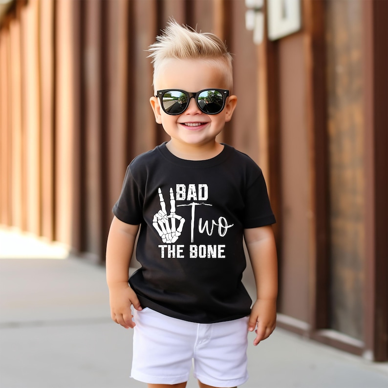 Bad Two the Bone 2nd Birthday Shirt, Biker Skeleton Tee - Etsy