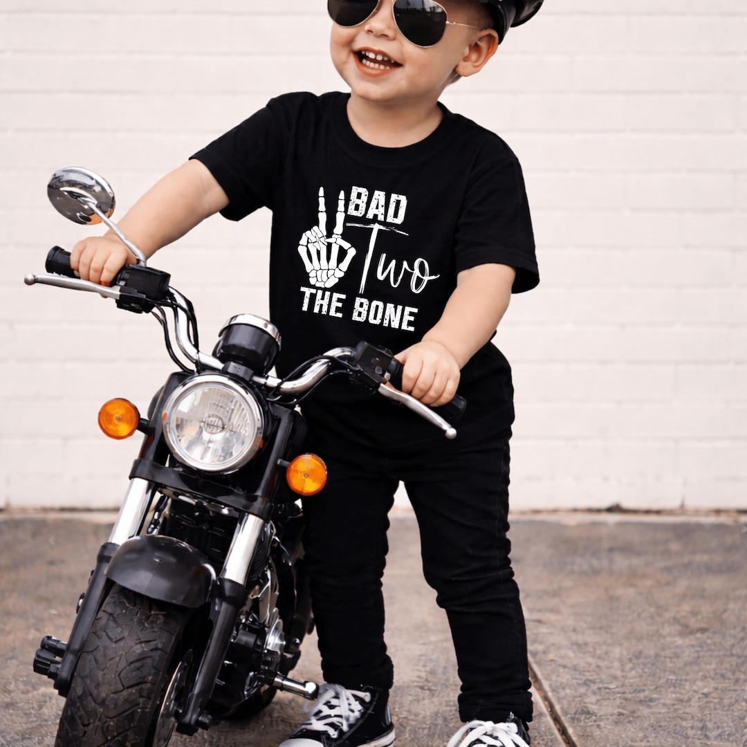 Bad Two the Bone 2nd Birthday Shirt, Biker Skeleton Tee - Etsy