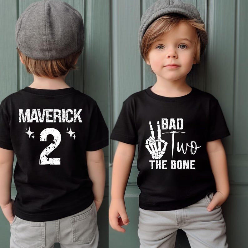 Bad Two the Bone 2nd Birthday Shirt, Biker Skeleton Tee - Etsy