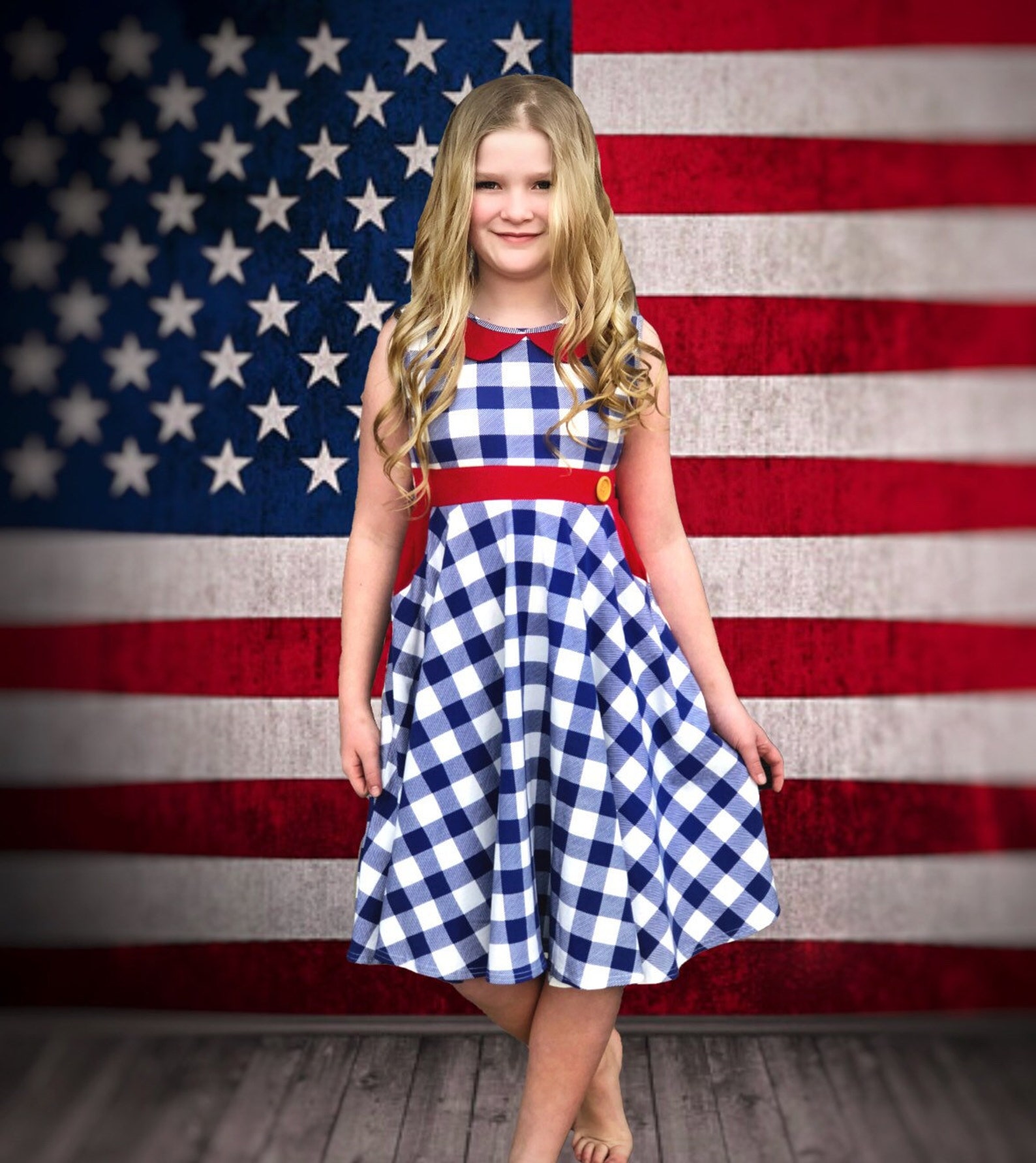 Girls Patriotic Dress Buffalo Plaid Dress School Dress - Etsy