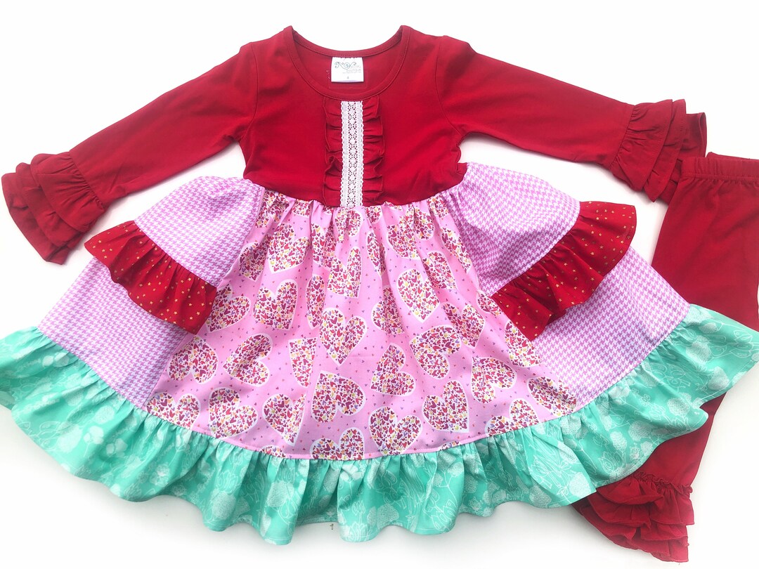 Girls Valentines Day Dress | Girls Heart Dress12 18 2 3 4 5 6 7 8 10 14 ...