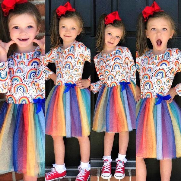Girls Rainbow Dress - Etsy