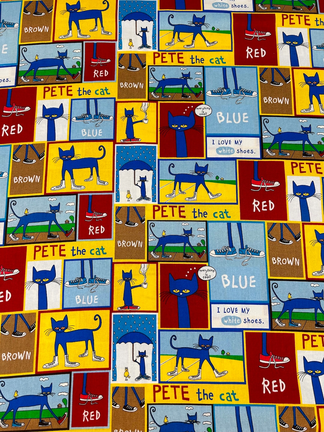 Pete the Cat Fabric School Fabric Teacher VHTF OOP Quilting Cotton Pete ...
