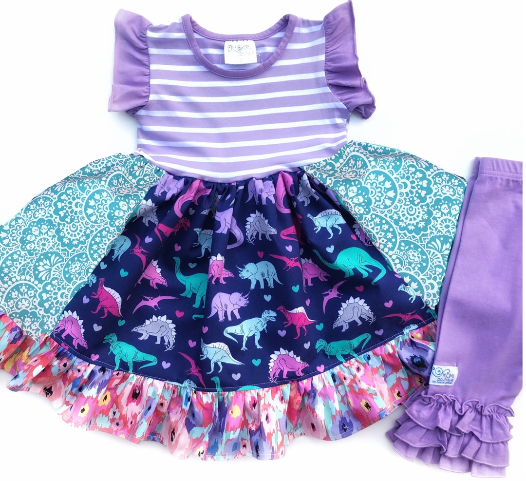 Girls Dinosaur Dress Gift for Girl Dinosaur Outfit Toddler Dinosaur ...