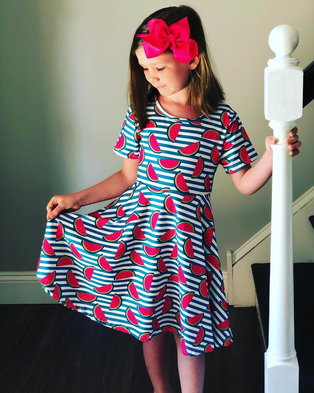 Girls Watermelon Dress, Farm Twirl Dress, Summer Portrait Dress ...