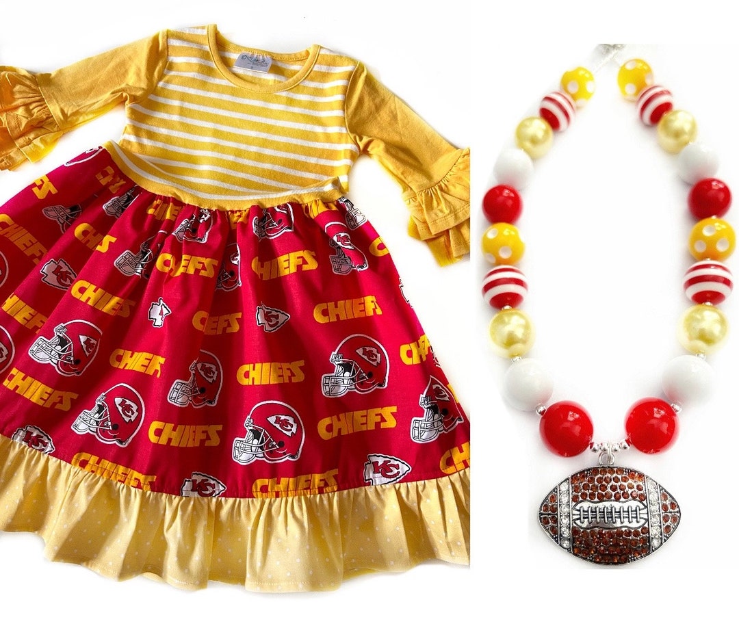 Kansas City Chiefs Football Dress Girls Super Bowl Dress Red Yellow KC ...