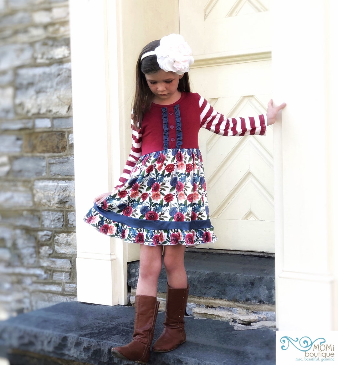 Girls Fall Dress, Christmas Dresses, Thanksgiving Dress, Holiday Floral ...