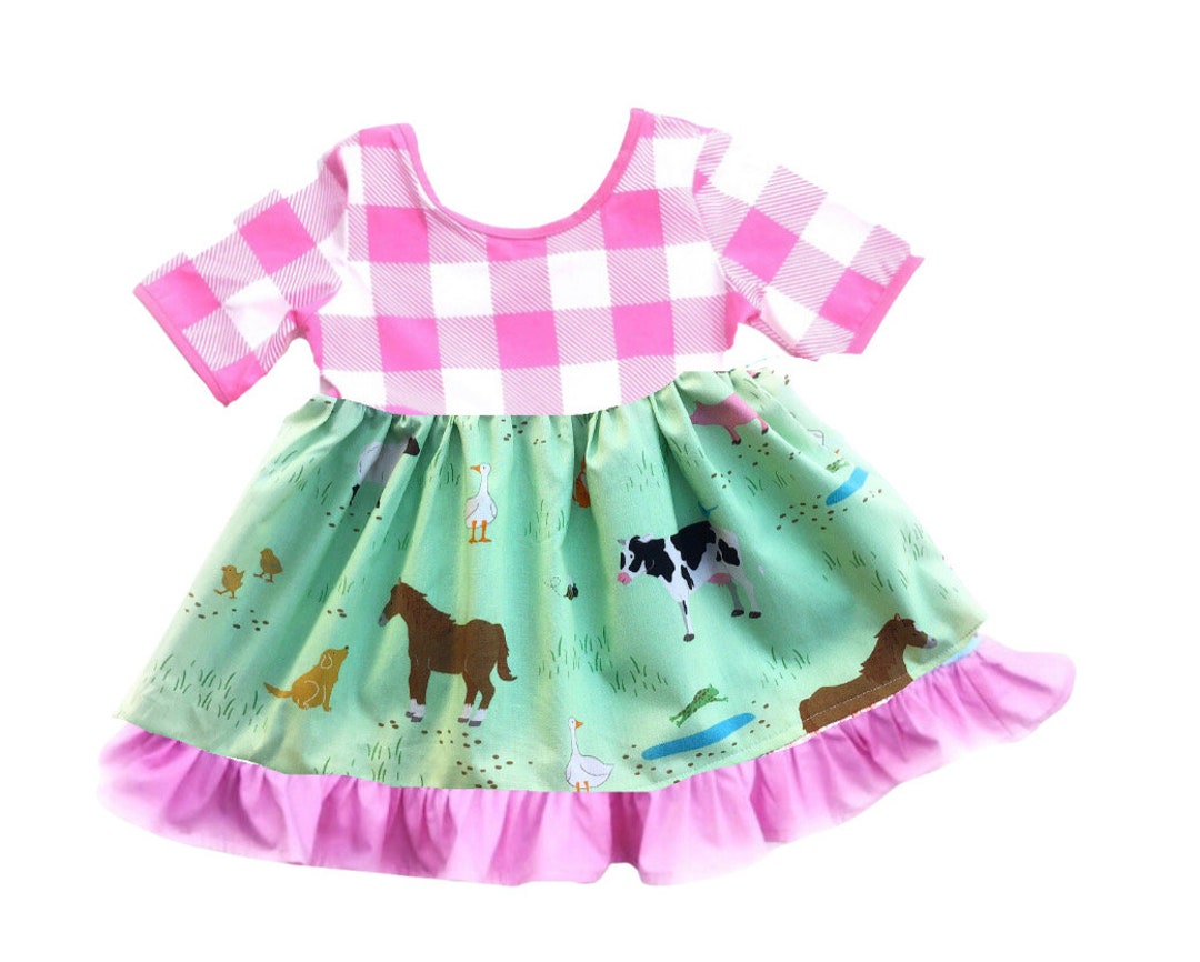 Girls Farm Dress Rodeo Birthday Barnyard Birthday Outfit Toddler Farm ...