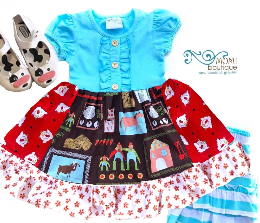 Farm Dress, Girls Barnyard Outfit, Toddler Cowgirl Dress, Texas Day ...