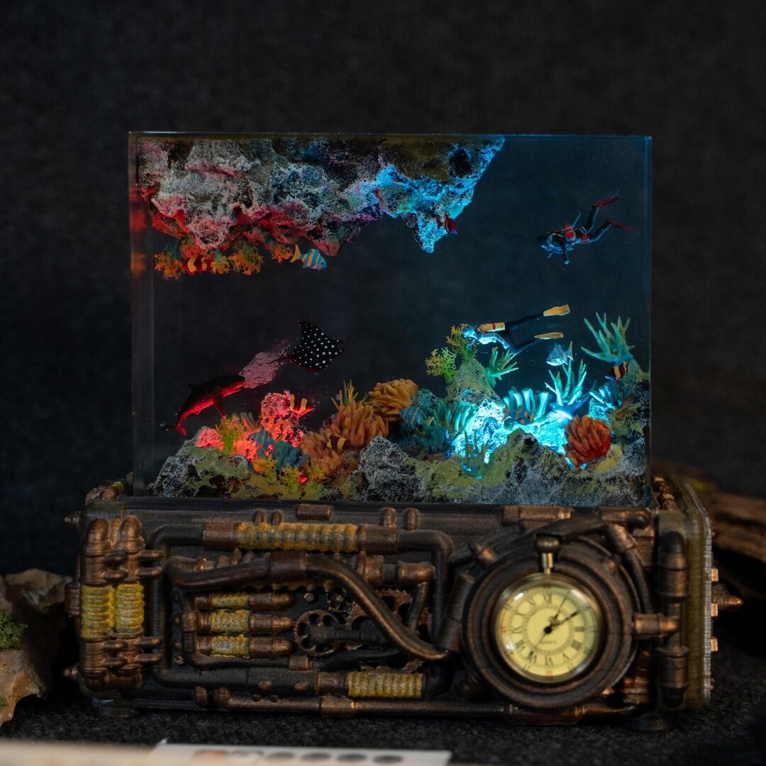 Steampunk Ocean Coral Diver Shark Sting Ray Galaxy Custom Epoxy Resin ...