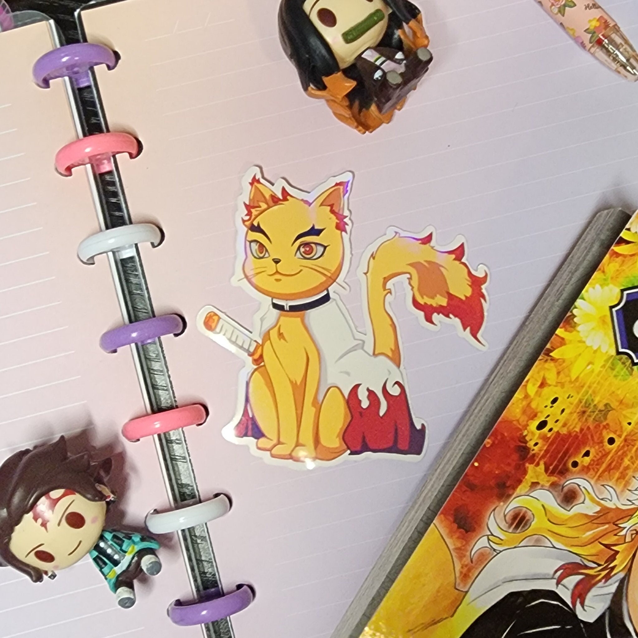 Kyojuro Rengoku Cat Sticker Anime Funny Cute Kawaii for Bullet Journal ...