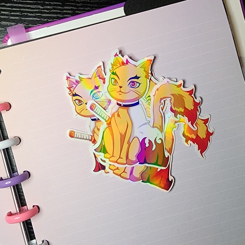 Kyojuro Rengoku Cat Sticker Anime Funny Cute Kawaii for Bullet Journal ...