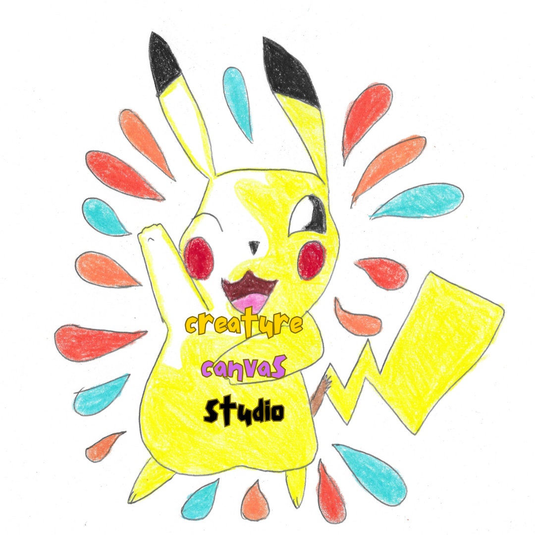 Colorful Pikachu Art Print Cute Pokémon Fan Drawing Whimsical Pikachu ...