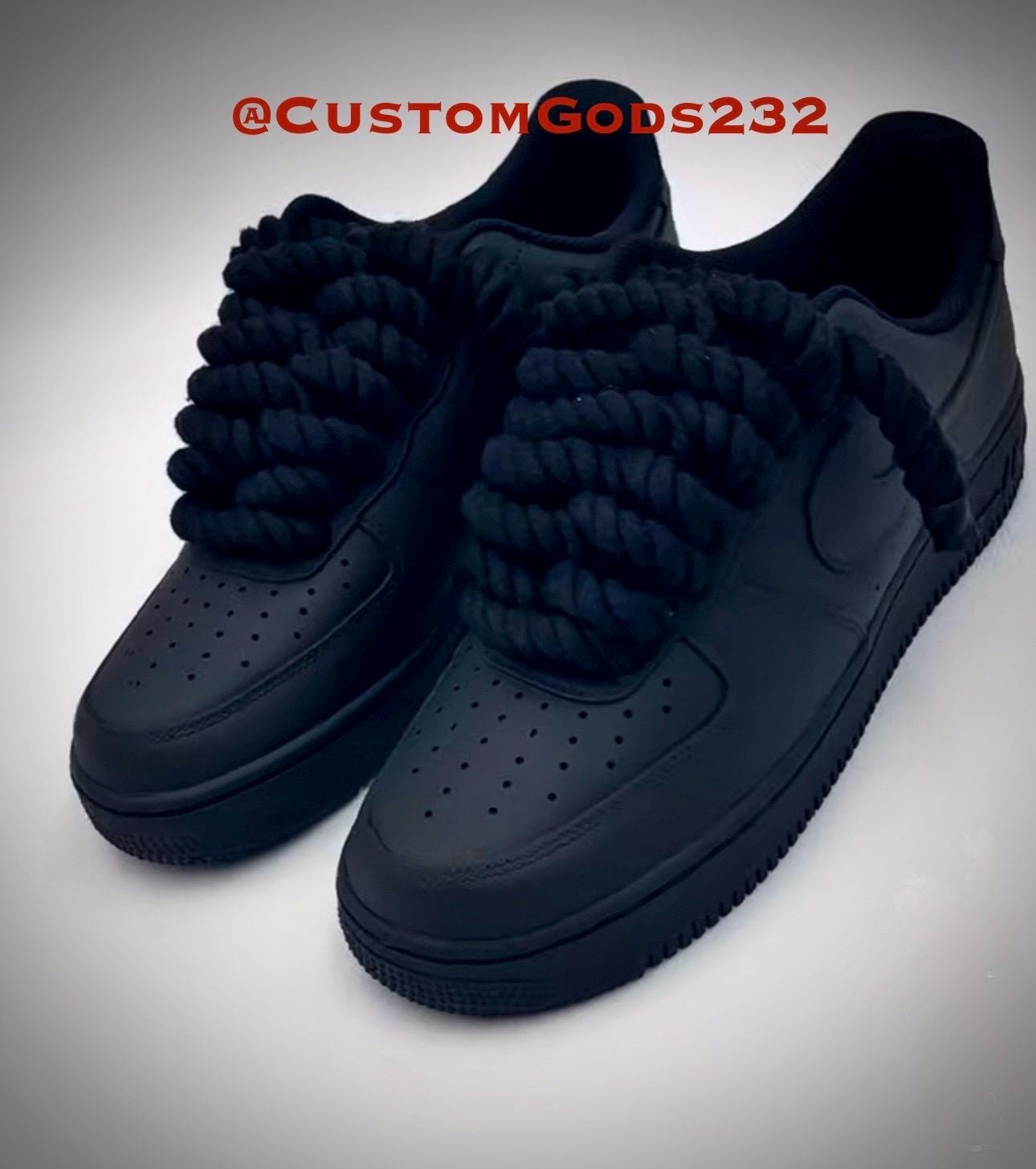 Matte Black Air Force One With Optional Rope Laces Etsy Canada