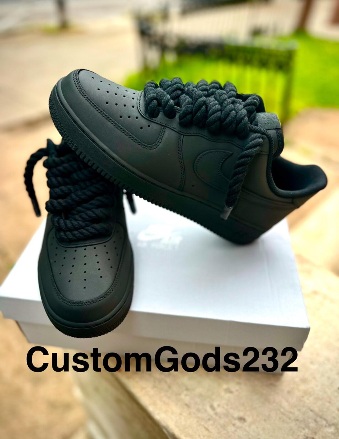 Matte Black AF1 With Optional Rope Laces - Etsy