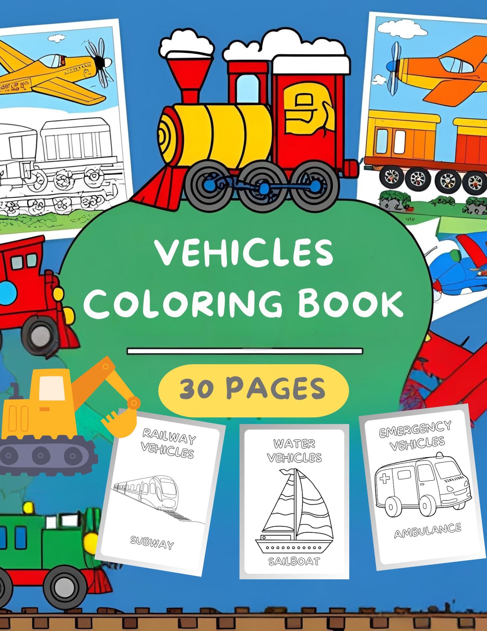 Vehicles Coloring Pages for Kids | 30 Printable Easy Transportation ...