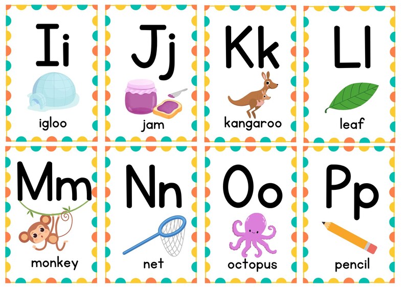Printable Alphabet Flashcards for Kids -26 Montessori ABC Educational ...