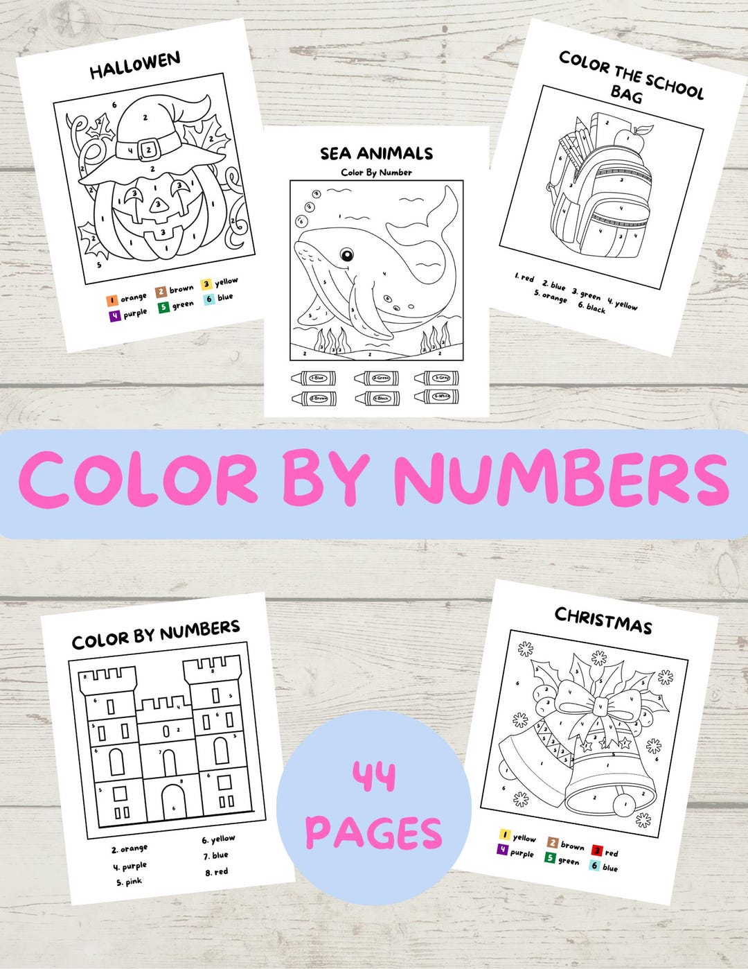 Color by Number Coloring Book for Kids | Printable 44 Activity Pages ...