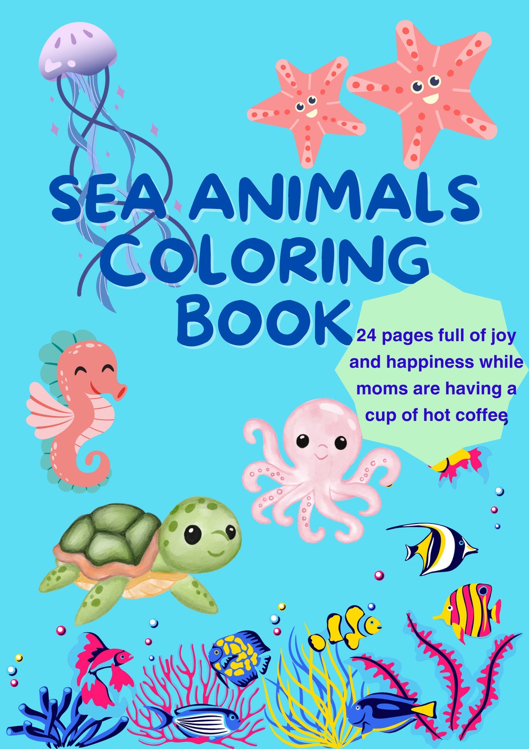 Sea Animals Coloring Pages for Kids 24 Printable,fun & Educational ...