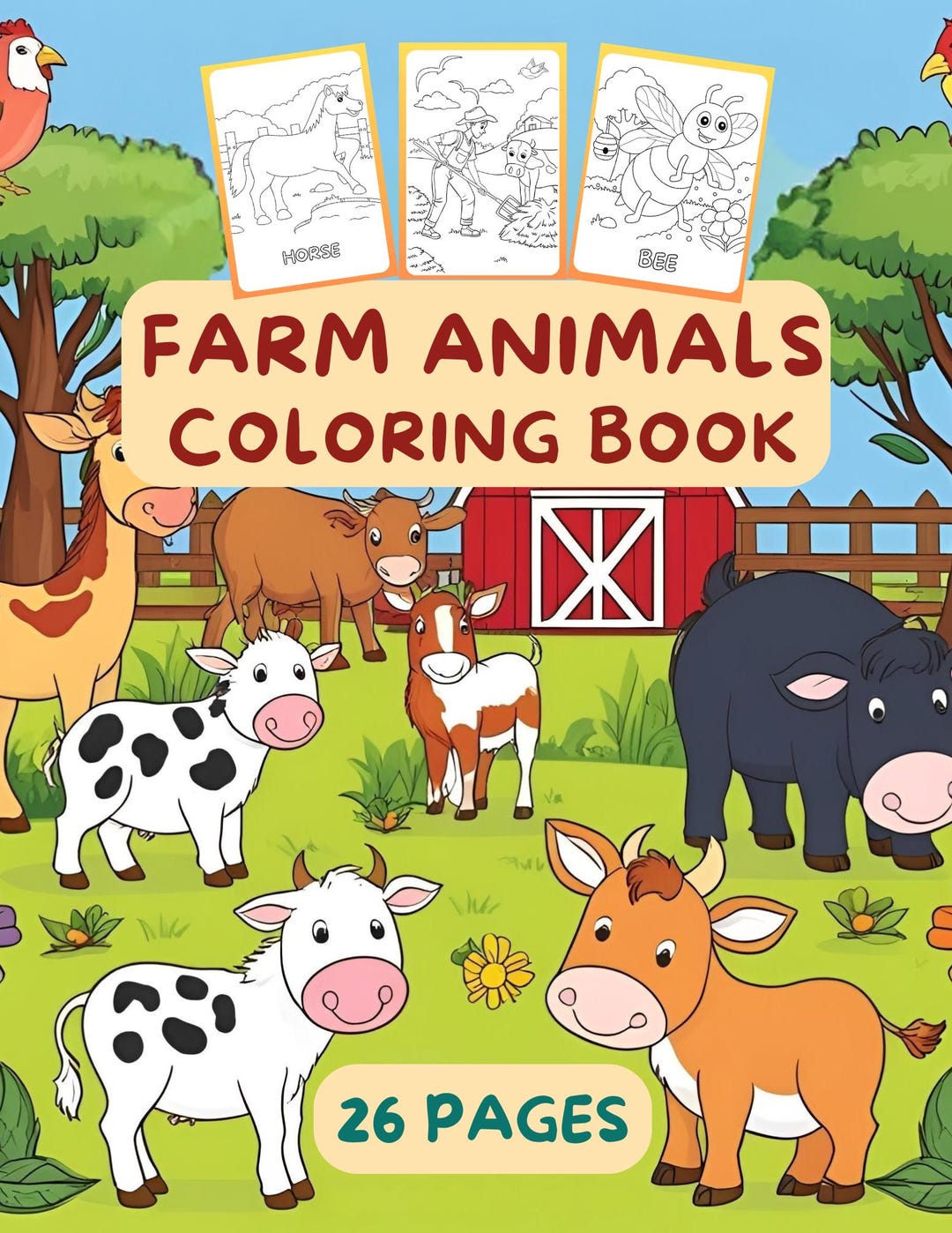 Coloriages animaux de la ferme pour enfants - 26 pages d'activités ...