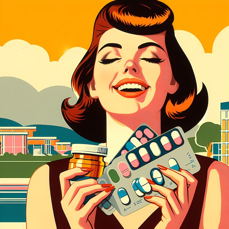 1950’s Woman With Pills 1 - Etsy