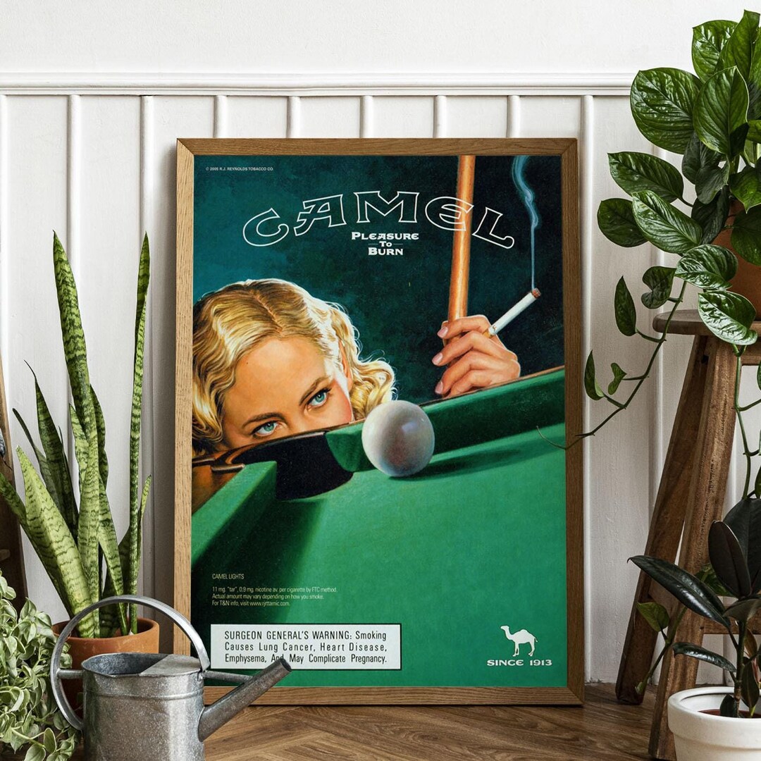 Camel Cigarette Ad - Pleasure to Burn - Bar Cart Print - Retro Tobacco ...