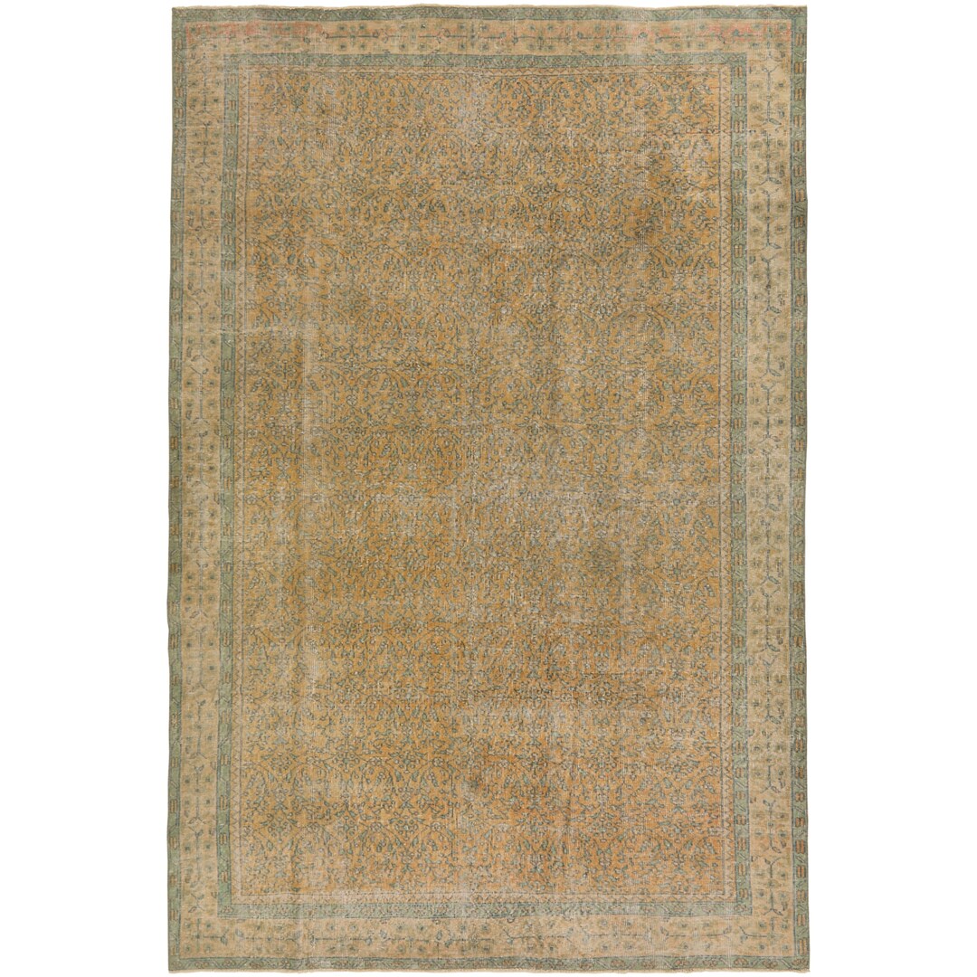 6x10 Vintage Turkish Rug Emelia 6x10 Orange Rug Handmade Wool Carpet ...