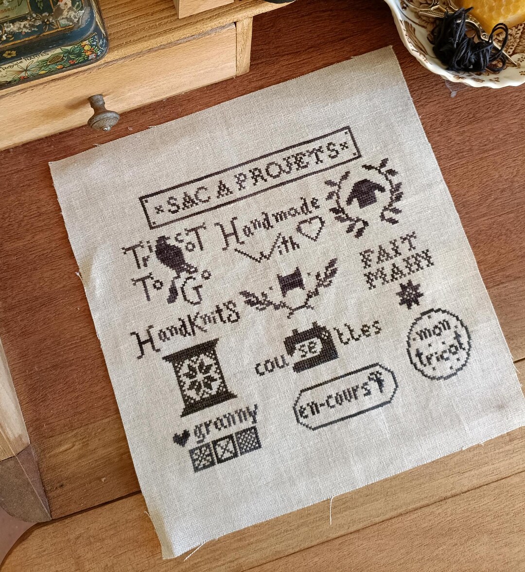 Monochrome Cross Stitch Pattern - Handmade Sewing Label PDF by ...