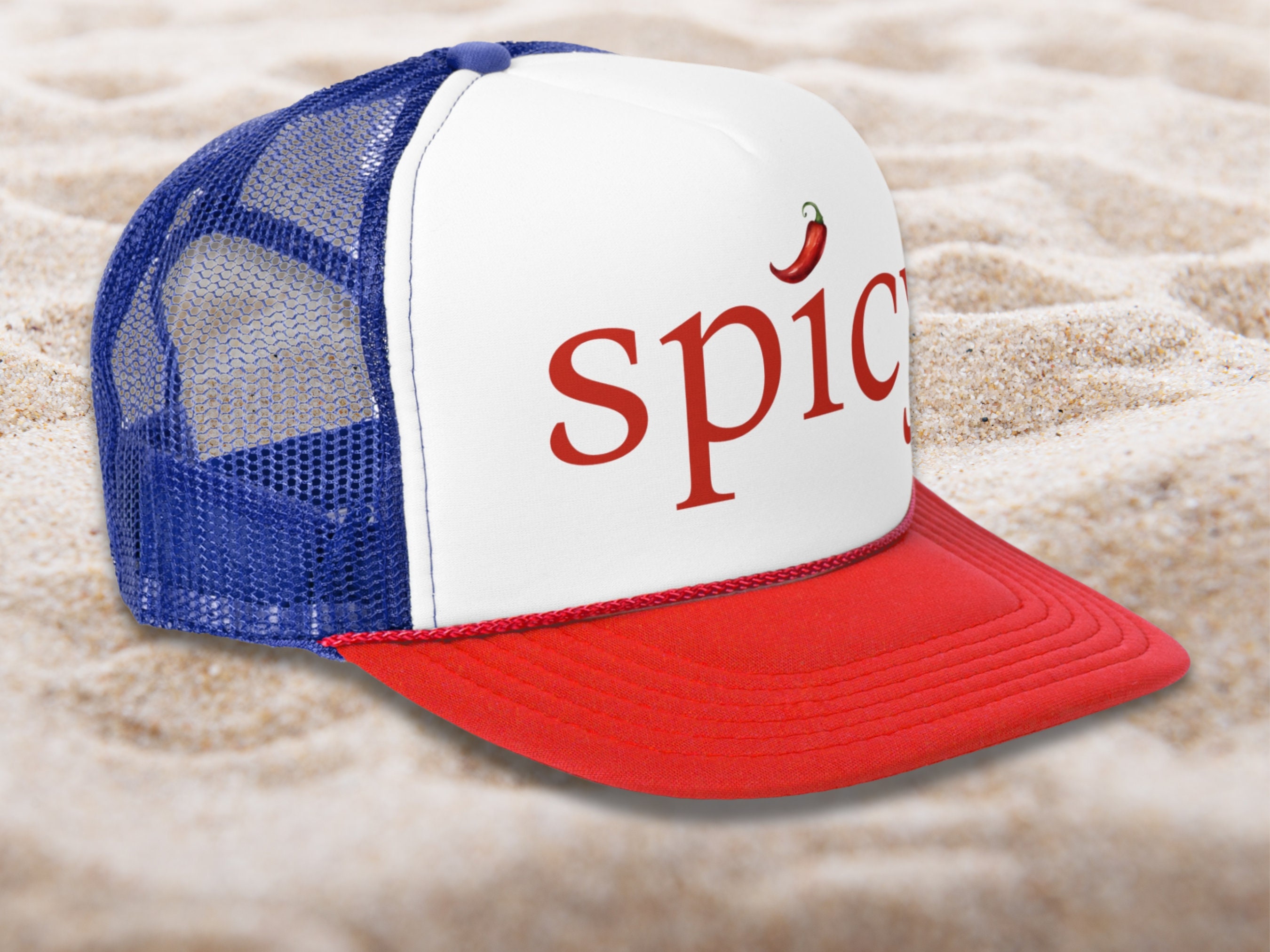 Spicy Mesh Trucker Hat | Hot Red Pepper Trucker Hat | Funny Foam Beach ...