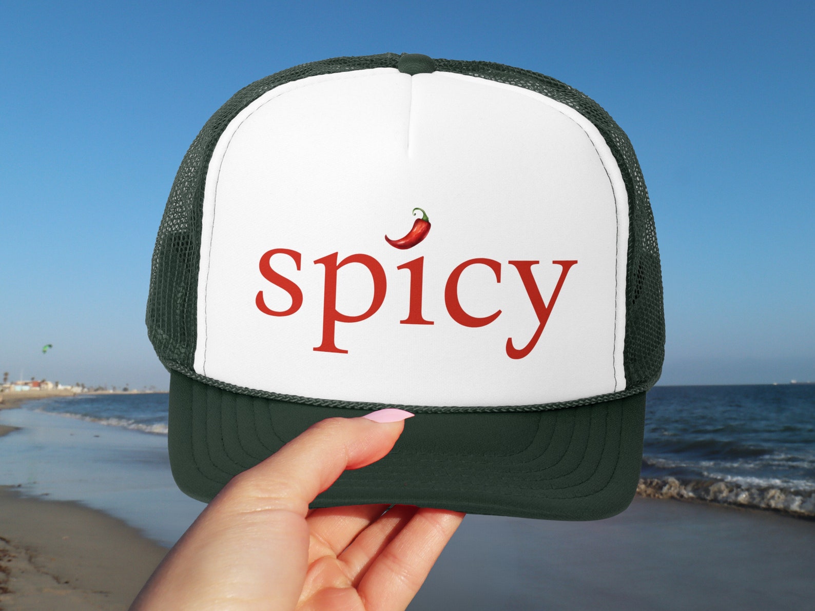 Spicy Mesh Trucker Hat | Hot Red Pepper Trucker Hat | Funny Foam Beach ...