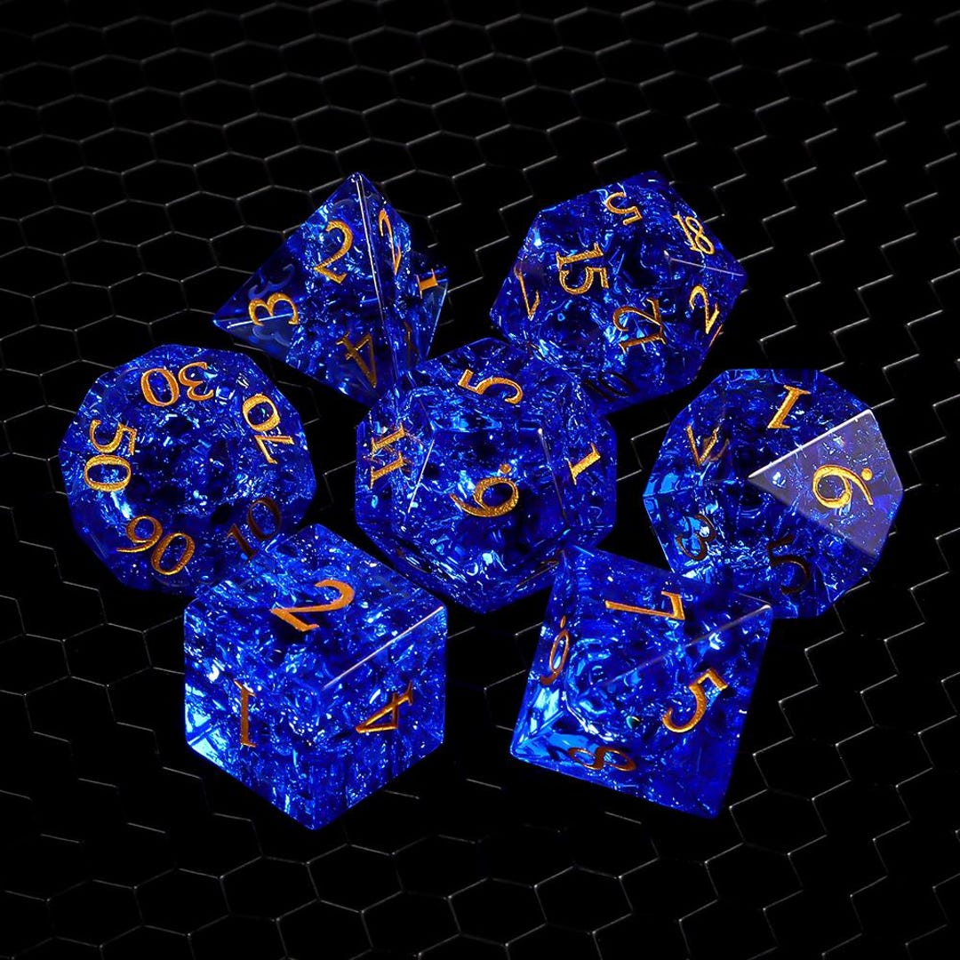 Burst Dark Blue Dnd Dice Set Gemstone Dnd Dice K9 Crystal Dice ...