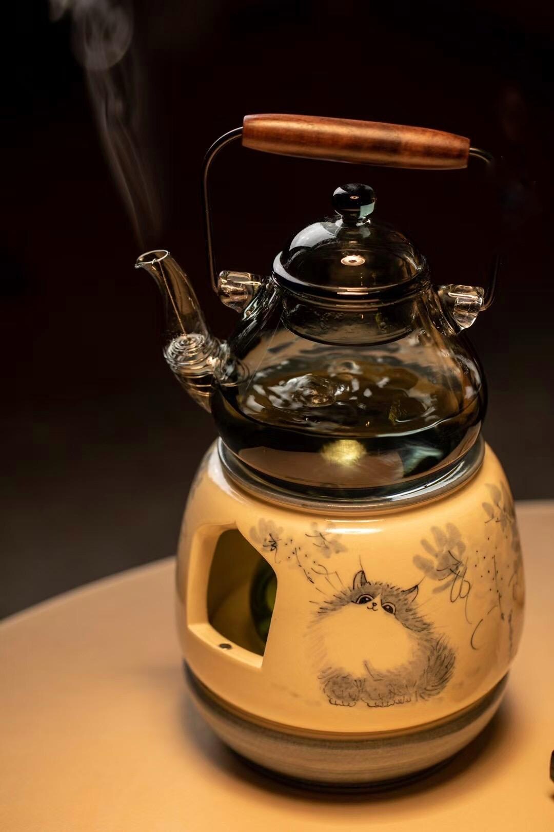 Handcrafted Ceramic Tea Warmer With Cat Motif - Etsy